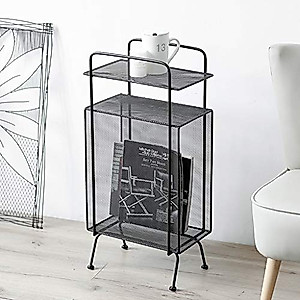 Magazine & Newspaper Baskets Magazine Rack Wrought Iron Creative Corner Bookshelf Simple Bookshelf Rack Floor Multi-Function Storage Rack Living Room Storage Rack Double Rack