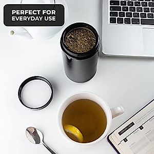 KOZO Black Glass Airtight Storage Jar, with UV Protection. Airtight Container with Humidity Pack. Keep your Serving Spices, Herbs Fresh for Longer Small, Stylish Half oz Size (1 OZ - 500ml)
