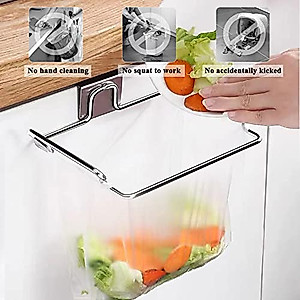 Oniapro Trash Bag Holder for Cabinet Doors & Cupboards, Large Stainless Steel Portable Hanging Garbage Bag Holder, Kitchen Trash Can for Under Sink Trash, Camping Accessories