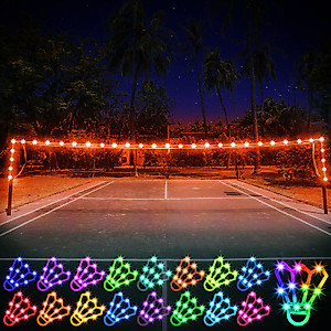 YepItIs Badminton Net Light, 17 Colors 7 Modes Waterproof LED Light with Remote for Backyard Badminton Volleyball Game at Night, Great Addition to LED Shuttlecocks for Net Up to 17FT(Net not Include)