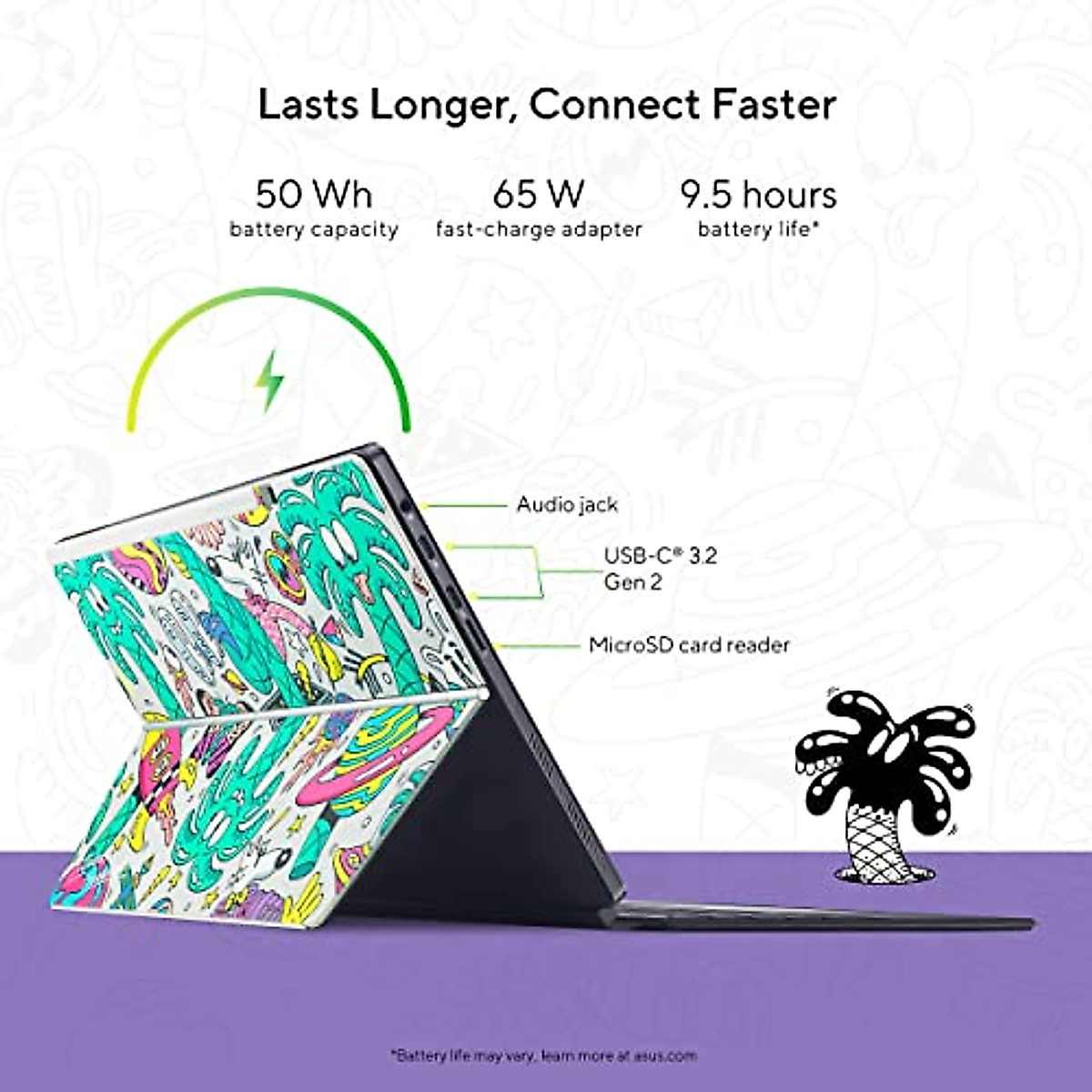ASUS VivoBook 13 Slate OLED Steven Harrington Edition 2-in-1 Laptop, 13.3” FHD OLED Touch Display, Intel Pentium Silver N6000 CPU, 8GB RAM, 256GB SSD, Windows 11 Home, Black, T3300KA-DB26T-S