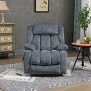 Trustyue Power Lift Recliner Chair for Elderly, Lift Chair with Full-Body Massage and Heat, Hand Remote Control, Upgraded Powerful Motor, USB Ports, Stainless Steel Cup Holders, Chenille Blue