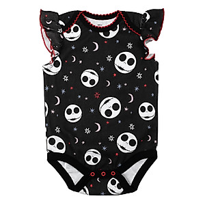 Disney Nightmare Before Christmas Jack Skellington Sally Infant Baby Girls 5 Pack Cuddly Short Sleeve Baby Bodysuits Multicolor 18 Months