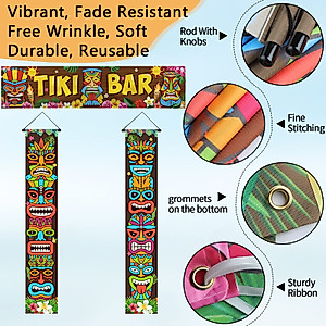 Luau Party Decorations Tiki Totem Door Banner Sign 3pcs Tiki Banner Luau Porch Hawaiian Cover for Aloha Hawaii Luau Tropical Moana Birthday Carnival Party Wall Hanging Outdoor Decor Gift