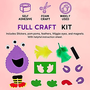 4E's Novelty Halloween Crafts for Kids (12 Pack) Silly Monsters Foam Magnet Fall Crafts for Kids Bulk, Halloween Party Activities for Kids Ages 3-5, 4-8