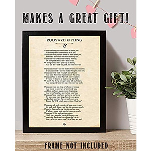 Rudyard Kipling - If - 11x14 Unframed Typography Book Page Print - Great Gift for Poetry Fans and Inspirational and Motivational Decor for Home and Office Under $15