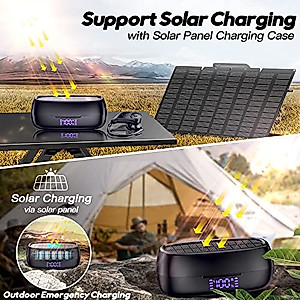 Wireless Earbuds Bluetooth Headphones with Earhooks[Solar Charging &Wireless Charging with LED Display][IPX7 Waterproof ]Wireless Over Ear Buds Built-in Mics Headset for Sport Running Workout-Black