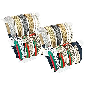 Bigfety Acrylic Headband Holder, 2 Pack White Headband Organizer Stand, Hair Accessories Storage (2-Tier & 2-Panel)