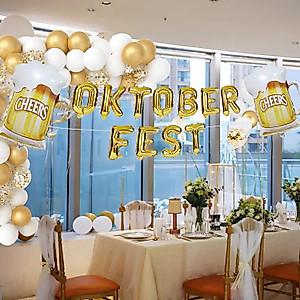 Oktoberfest Beer Mug Balloon Cheers Party Decorations Gold Balloons for German Oktoberfest Anniversary Festival Celebration Theme Backdrop Décor