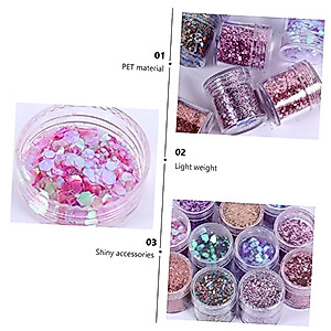 Nail Decor 12 Boxes Environmental Protection pet Crafts Set Bottled Accessories Applique Small Gradient Sequins Suite Sequins Ultra Thin Nail Polish Flash Sequins for Crafts Decore