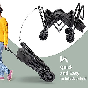 Stroller Wagons for 2 Kids, Collapsible Wagon with Seat Belt and Canopy, Kids Wagon Beach Cart with Big Wheels for Sand, Folding Wagon for Shopping, Picnic, Camping, Garden (Stroller Wagon)