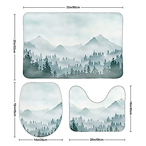 Roargy Bathroom Rugs Sets 3 Piece Bath Mat Forest Machine Wash Absorbent Soft Shower Tub Mat Toilet Non-Slip Home Decor Gifts for Boyfriend,20''×32''