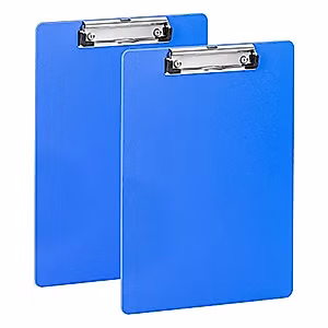 Deli Plastic Clipboard, Clip Board with Low Profile Clip, Standard A4 Letter Size Clipboards for Nurses, Students, Office and Women, Blue, 2 Pack