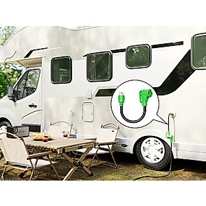 oviitech NEMA L14-30P to 14-50R Generator Transfer Switch Adapter Cord，250V, SJTW 10AWG*3C,30Amp Male to 50Amp Female Generator Welder Dryer RV Adapter Cord, 1.5FT,Green