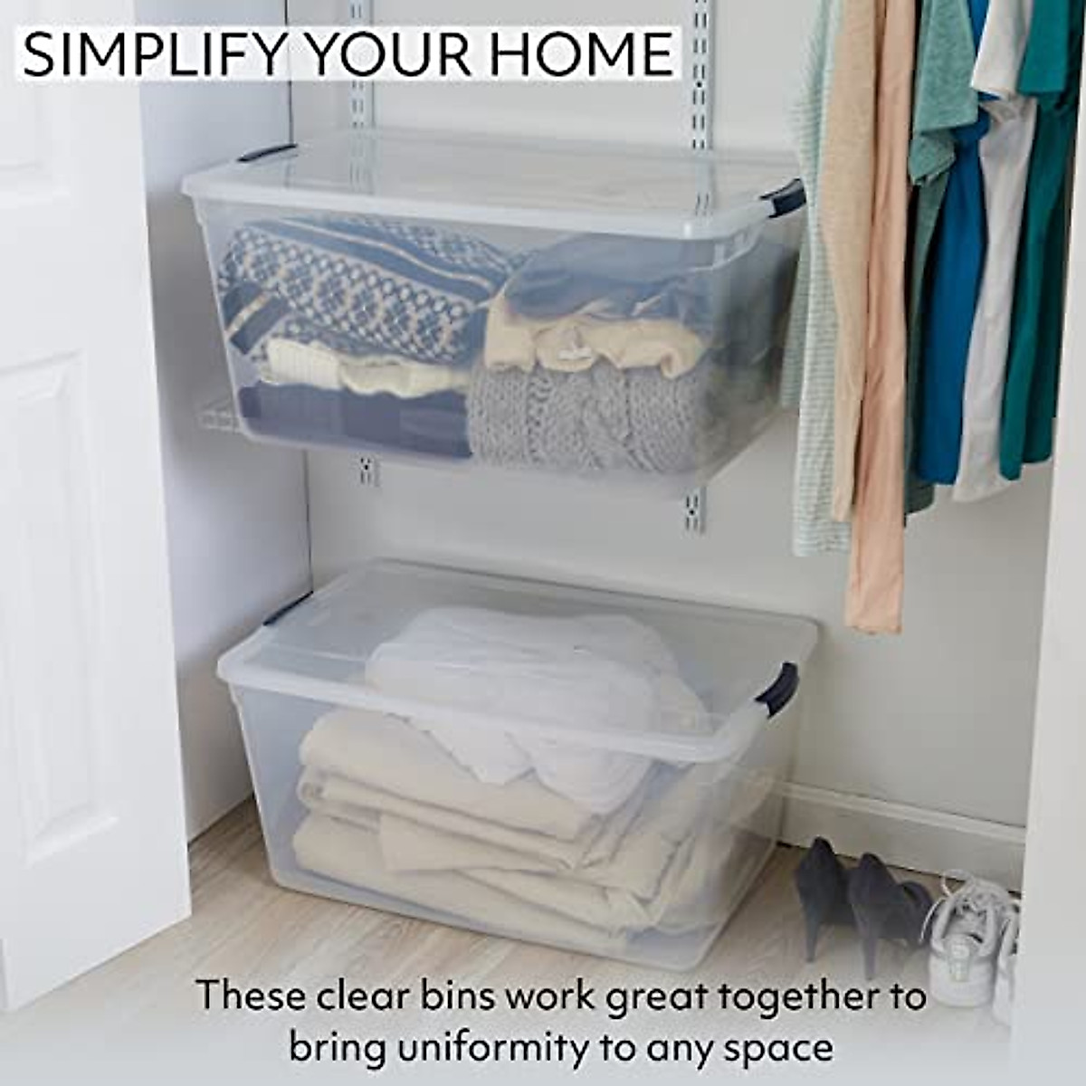 Rubbermaid Cleverstore Clear Plastic Storage Bins with Lids, 95 Qt-4 Pack, 4 Count
