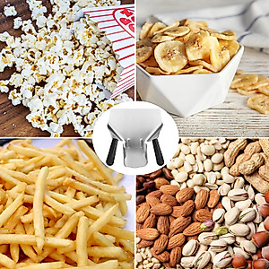 3 PCS Double Handle chips Scoop, Stainless Steel Dual Handle French Fry and Popcorn Scoop for Commercial and Personal Use, by GENHAKON.