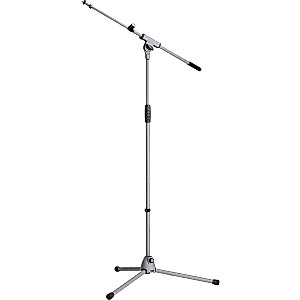 K&M Konig & Meyer 21080.500.87 Tripod Microphone Stand w/Extendable Boom Arm | Clutch Height Adjustment | Soft-Touch Lock | Folding Leg Design | Zinc Die-Cast Base | German Made | Gray Powder Coated