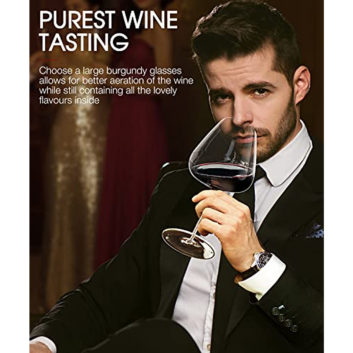 White&Red Wine Glasses Set of 4- Hand Blown Crystal Wine Glass-Thin Rim,Long Stem,Perfect for Red or White,Daily Use,Unique Wedding Anniversary or Birthday Gift