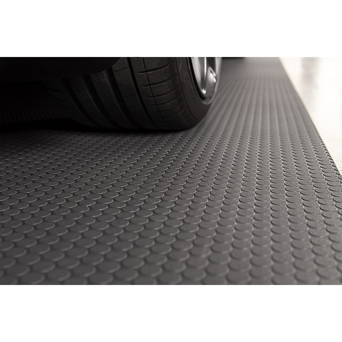 G-Floor Seamless Sheet Vinyl Shed Flooring Cover with Bonded Fibrous Backing - Small Coin Pattern (8' x 8', Slate Grey)