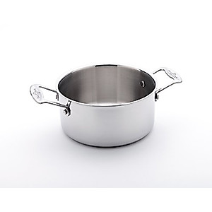 USA Pan Cookware 5-Ply Stainless Steel 3 Quart Stock Pot with Cover, Oven and Dishwasher Safe, Made in the USA, Silver