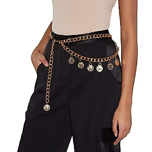 Sinalty Coin Waist Chain Gold Belly Chain Layered Body Chains Party Belly Body Jewelry Accessories for Women and Girls(B)