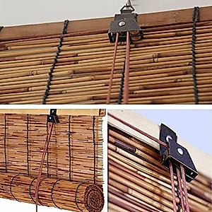 Outdoor Bamboo Blinds, Roller Patio Blinds Patio Shades Roll Up Outdoor Light Filtering Privacy Protection, Easy Installation Outdoor Blinds VXHCS (Color : Brown, Size : 86x102cm)