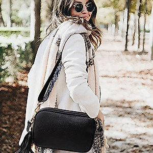 Dochais Crossbody Bag for Women Trendy Wide Strap Shoulder Bag Crossbody Bag Purse Two Adjustable Strap Camera Crossbody Purse