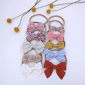 Sugarmelon Baby Nylon Headband with Bows for Newborn Toddler Hair Bow Elastic for Infant Baby Girls Kids Hairbands Accessories Mauve Bubble