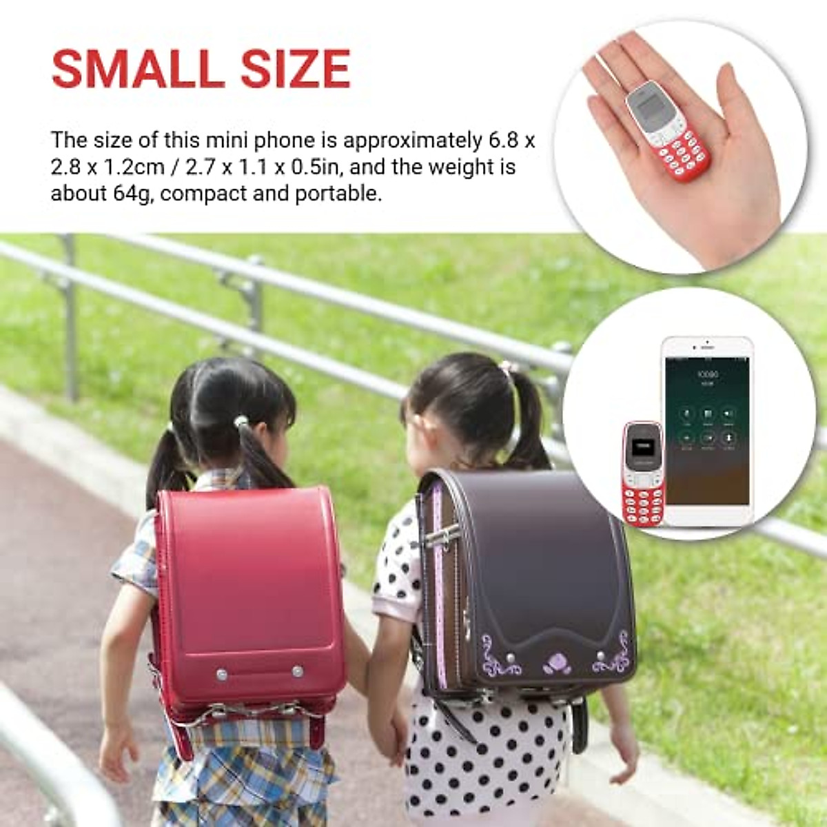 Mini Phone, Small Cell Phone Unlocked Phone Dual SIM Dual Standby Tiny Phone with Built-in Voice Changer, Bluetooth Dialing, Pocket Mini Mobile Phone for Kids Adults (Red)