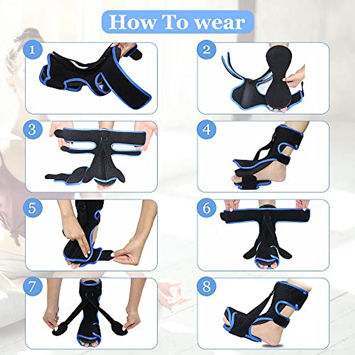 MMPANG Plantar Fasciitis Night Splint, Plantar Fasciitis Brace, Adjustable Elastic Night Splint for Plantar Fasciitis, Heel, Ankle, Arch Foot Pain, Achilles Tendonitis