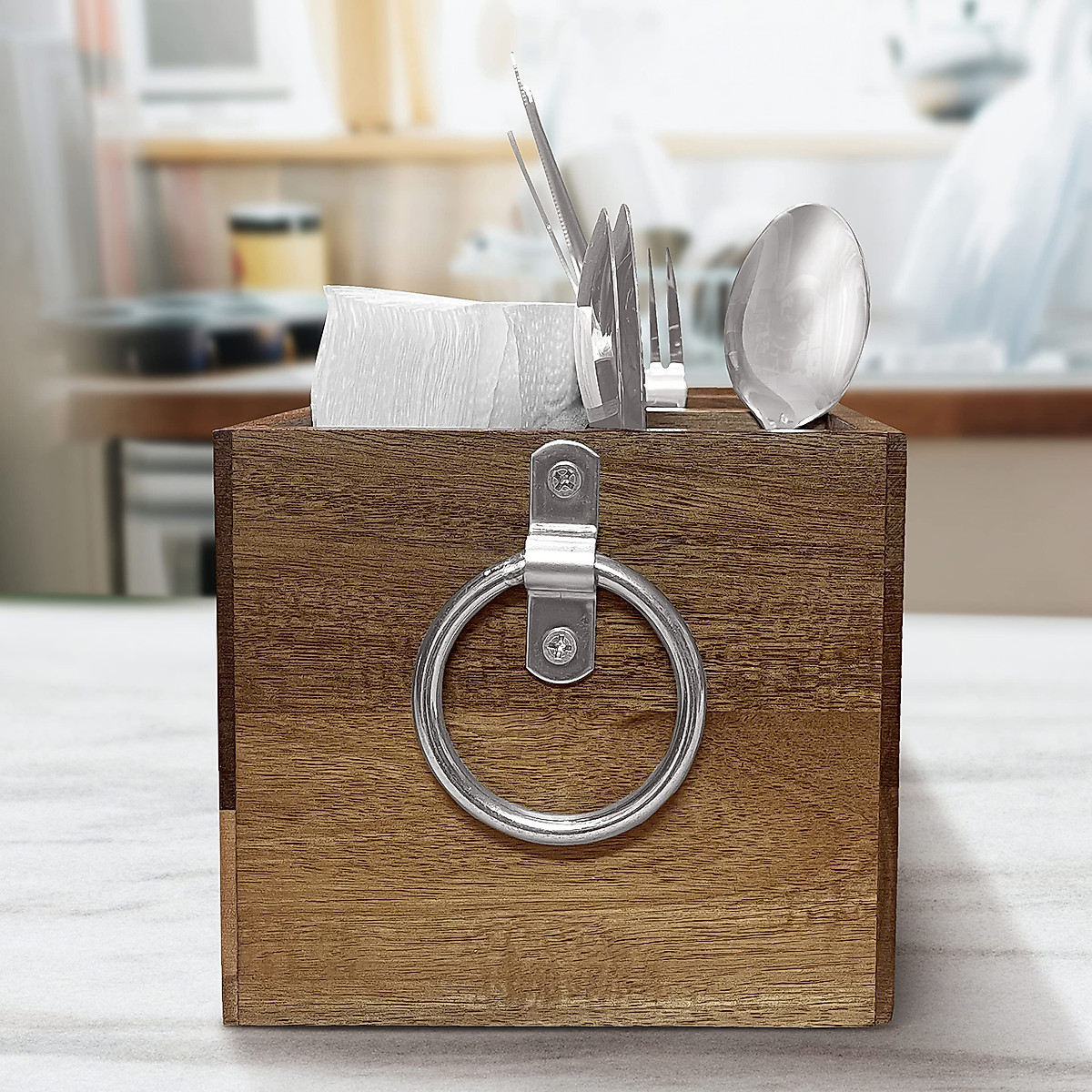 Krezy Case Personalized Traditional Caddy - Wooden Utensil Storage box - Utensil Organizer - Wedding Caddy