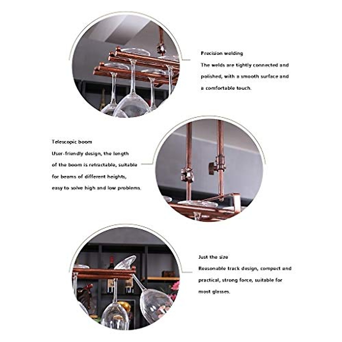 WXXGY Grape Glass Rack Wine Rack Wine Glass Rack Hanging Goblet Rack Wine Glass Rack Upside Down Glass Rack Bar Creative Hanging Glass Rack/White/80X25Cm