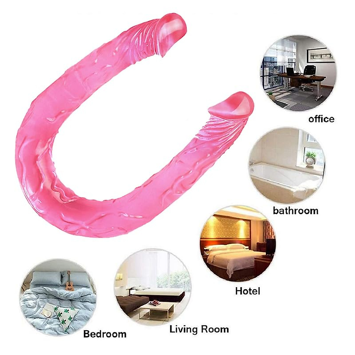 Double Headed Offer Leisure Pink 18.11 inches Both Ends Silicone Strong Suction Cup for Hands-Free Realistic Classic Double-Ended Wand Obtain Maximum Enjoyment for Women - XjmFx26-18