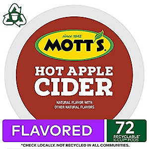 Keurig Mott's Hot Apple Cider, Keurig Single Serve K-Cup Pods, Flavored K Cups, Hot Apple Cider, 72 Count