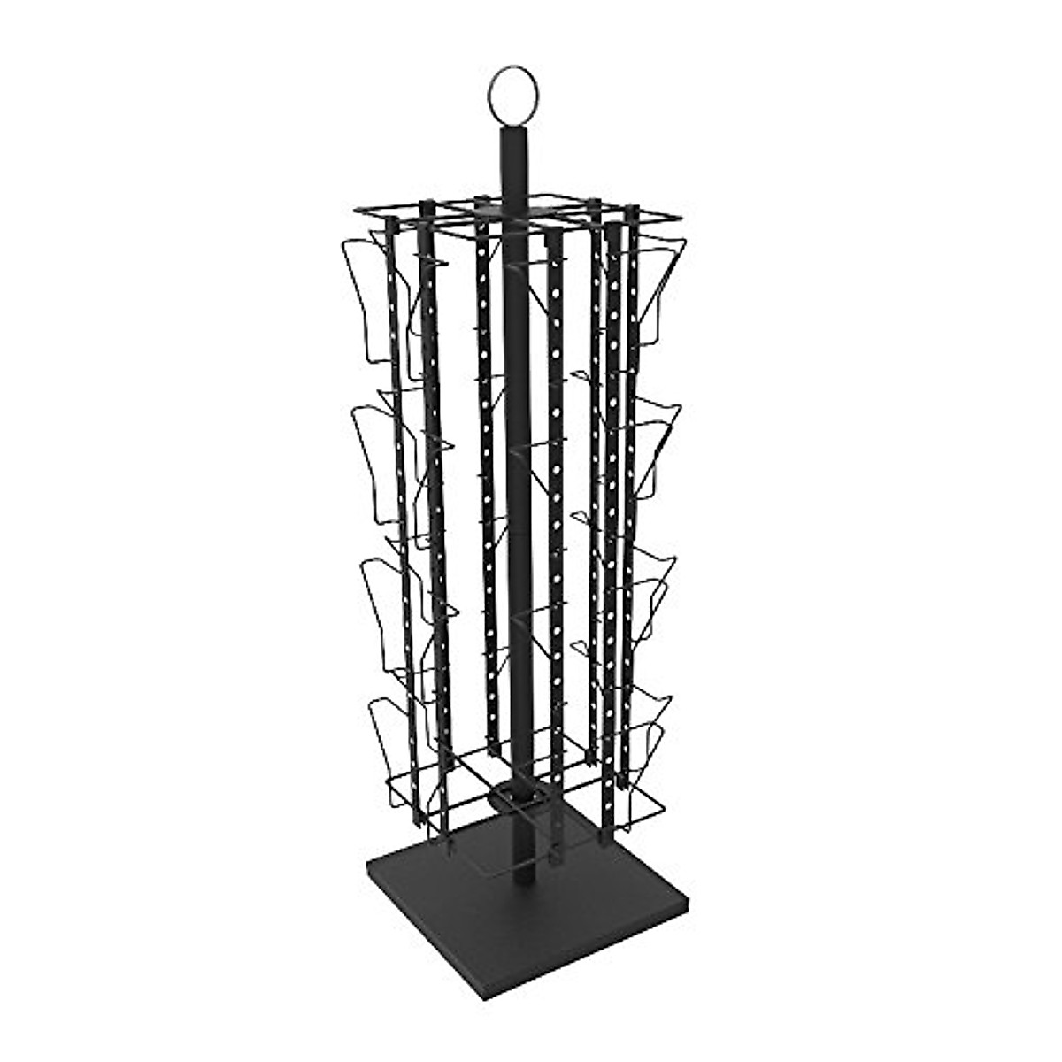 FixtureDisplays® Up to 16 Adjustable Pockets Display Rack, Greeting Post Card Christmas Holiday Spinning Rack Stand, Pocket Size: 4.5-9.9" Wide, 5.8" and Up Tall 11602-BLACK