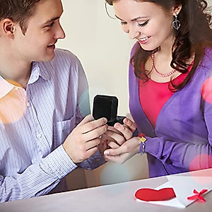 Thinkday 48 Pcs 2.13 x 2.01 x 1.54 Inch Velvet Ring Box Display Jewelry Case Storage Ring Case for Wedding Ceremony Engagement Birthday Gifts Proposal Anniversary (Black)