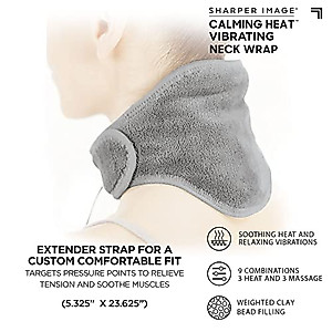 Calming Heat Neck Wrap by Sharper Image Personal Electric Neck Heating Pad with Vibrations, 3 Heat & 3 Vibration Settings- 9 Relaxing Combinations