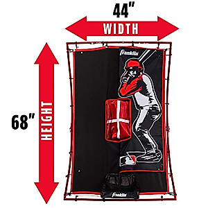 Franklin Sports Unisex Youth Return Franklin Sports Baseball Pitching Target and Rebounder Net 2 in 1 Pitch Trainer Pitchback Net , Red, 68 x 44 US