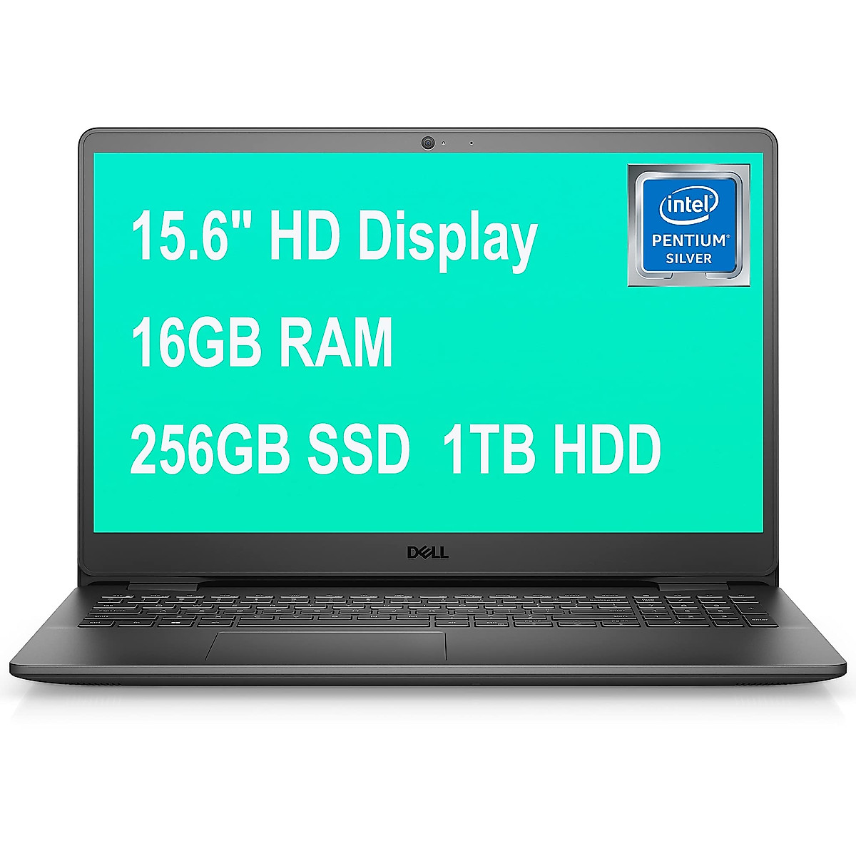 Dell Inspiron 15 3000 3502 Flagship Laptop Computer 15.6” HD Anti-Glare Narrow Border Display Intel Quad-Core Pentium Silver N5030 16GB RAM 256GB SSD 1TB HDD HDMI WiFi5 Webcam Win10 Black (Renewed)