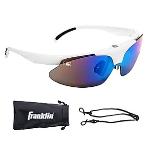Franklin Sports Oval MLB WHT DLX FLIP-UP Sunglasses, White, 147mm