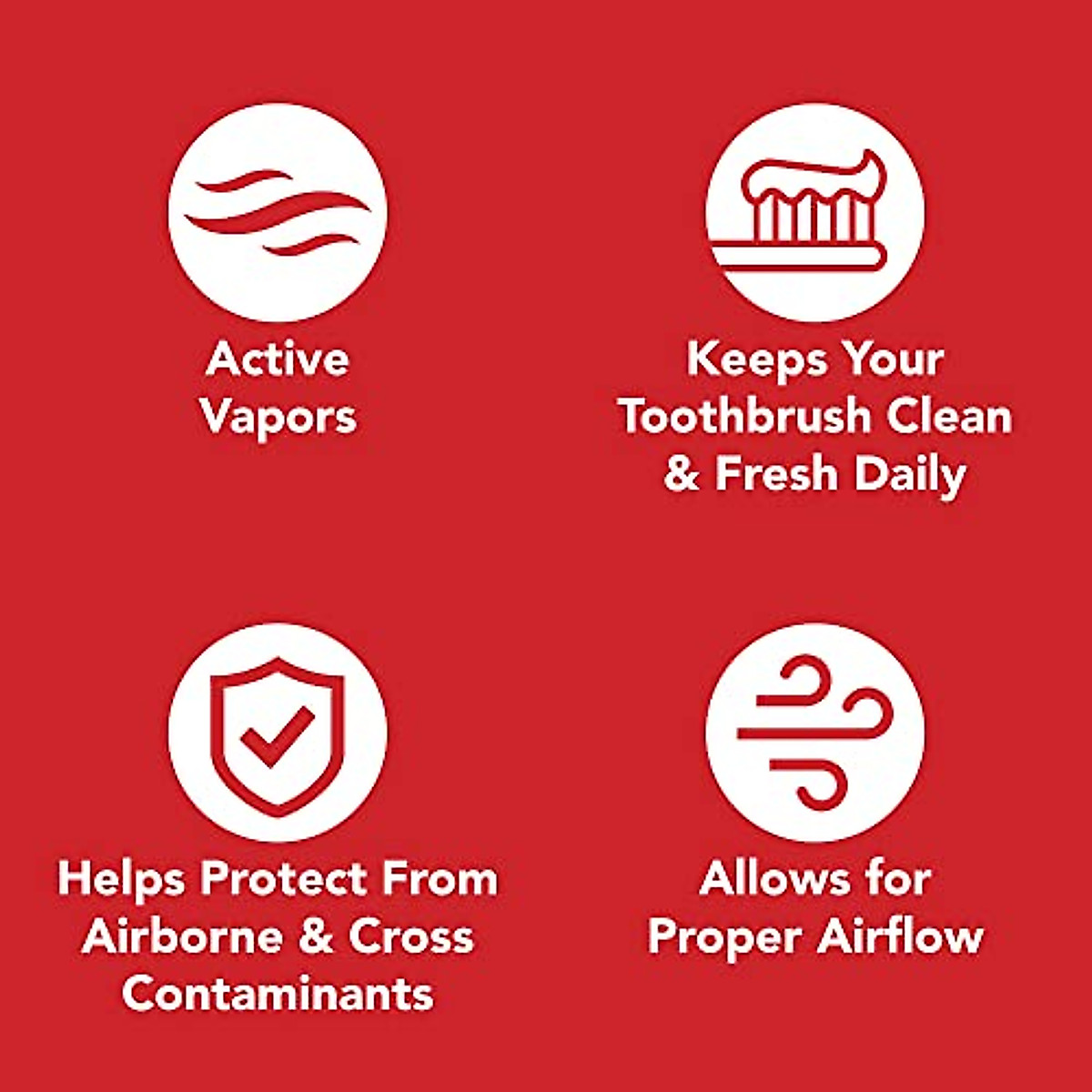 Steripod Clip-On Toothbrush Protector, Keeps Toothbrush Fresh and Clean, Fits Most Manual and Electric Toothbrushes, Blue, Green, Red, Orange, 4 Count