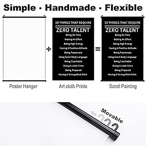 Motivational Poster Wall Scroll 10 Things That Require Zero Talent Quotes Hanging Artwork Painting Inspirational Art Canvas Print for Home Living Room Bedroom Office Classroom Decor 16" X 24"