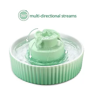 Cupcake Cat Water Fountain Porcelain, Cat Fountain for Dog and Cat (Green)