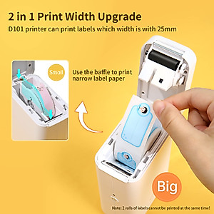 INeedIt D101 Label Maker Machine Portable Wireless Thermal Label Printer with Tape for Business, School, Office Organization, Home Storage, Larger Print Width 0.5 to 1 Inch, White