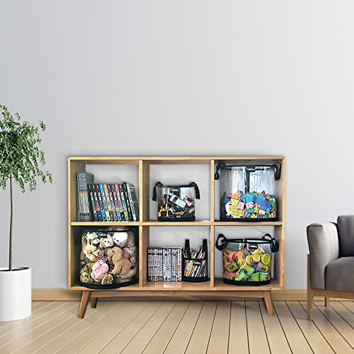 holay baby Nursery Kids Transparent Basket Storage bags Organizer For Toys, Stuffed Animals, Blocks, Clays Baskets Bins Chest Various Sizes Safe Material(Large)