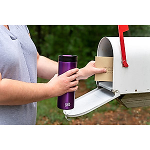 COOL GEAR 2 Pack 16 oz Amelia Coffee Travel Mug with Spill Resistant Slider Lid - Smoke/Purple