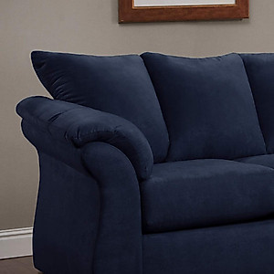 Roundhill Furniture Aruca Navy Blue Microfiber Pillow Back Love Seats,