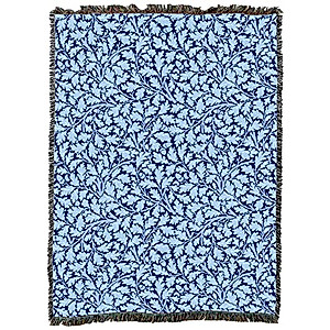 Pure Country Weavers William Morris Oak Tree Blues Blanket XL - Arts & Crafts - Gift Tapestry Throw Woven from Cotton - Made in The USA (82x62)