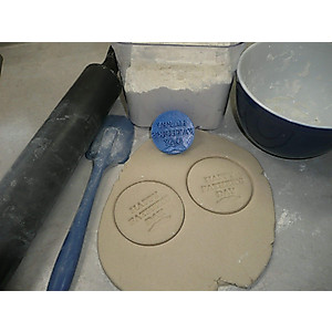 YNGLLC HAPPY FATHERS DAY WORDS WITH MUSTACHE BLOCK FONT COOKIE STAMP EMBOSSER BAKING TOOL 3D PRINTED MADE IN USA PR4196, Blue