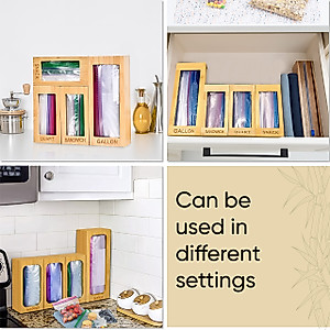 VIKAMAX Ziplock Bag Organizer , Bamboo Drawer Organizer , 4 Separate Baggie Organizer Storage Bag Organizer Bag Storage Organizer for Kitchen Drawer